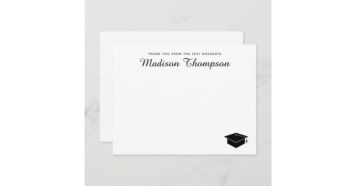 Chic Formal Script Graduation Cap Note Card | Zazzle