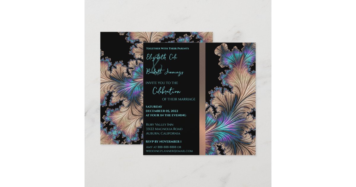 Chic Fractal Wedding Invitation | Zazzle