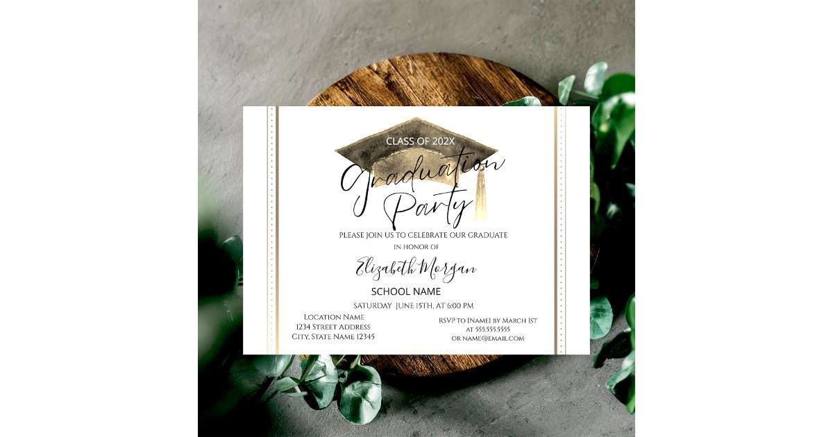 Chic Frame Graduation Cap Graduation Invitation | Zazzle