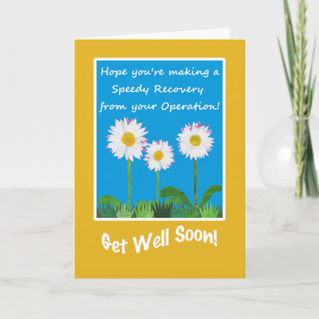 Chic Get Well Card, Operation or Surgery, Daisies Card | Zazzle