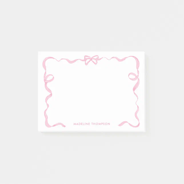 Chic Girly Blush Pink Bow Ribbon Frame Post-it Notes | Zazzle