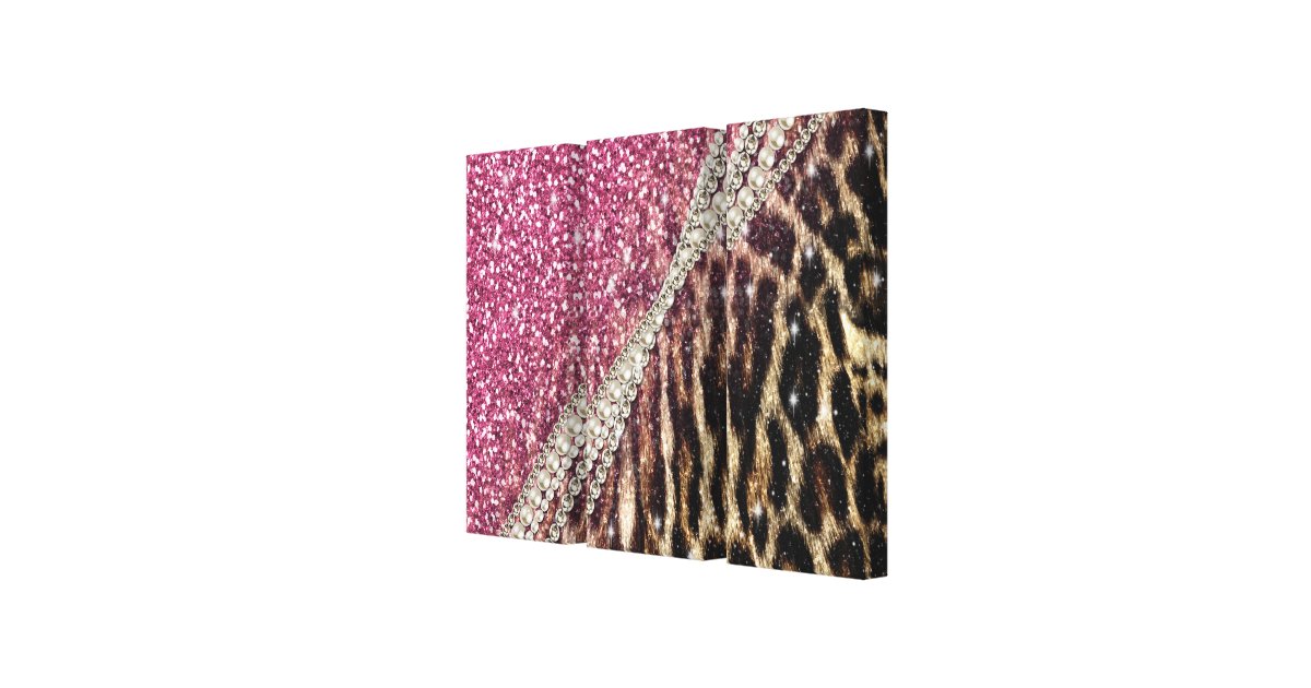 Chic Girly Leopard Print Pink Glitter | Zazzle