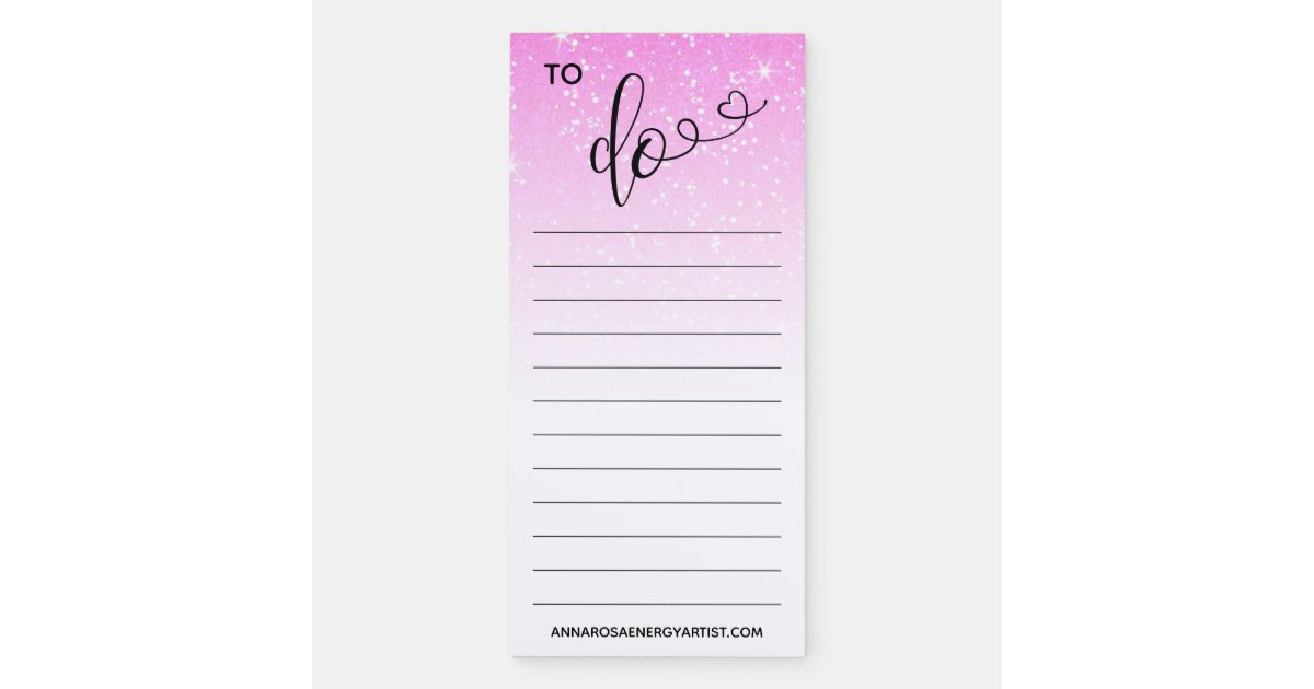 Chic Girly List Hot Pink Glitter TO DO Magnetic Notepad | Zazzle