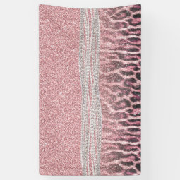 Chic Girly Pink Leopard animal print Glitter Image Banner | Zazzle