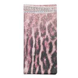 Chic Girly Pink Leopard animal print Glitter Image Cloth Napkin | Zazzle