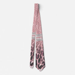 Chic Girly Pink Leopard animal print Glitter Image Neck Tie | Zazzle