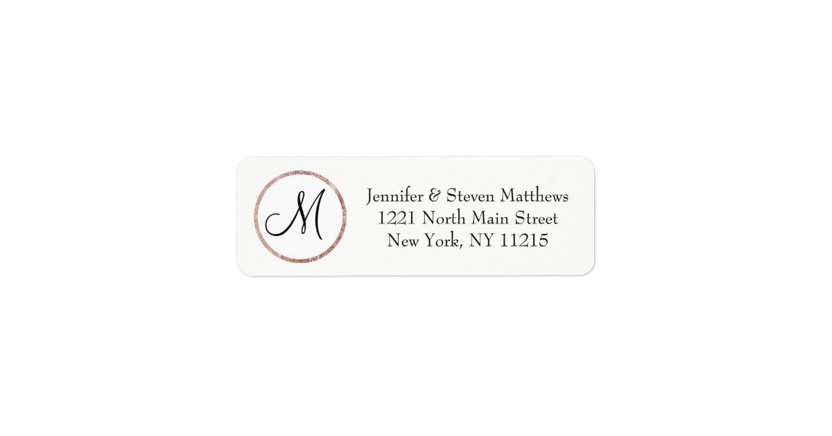 Chic Girly Pink Rose Gold Circle Monogram Label | Zazzle