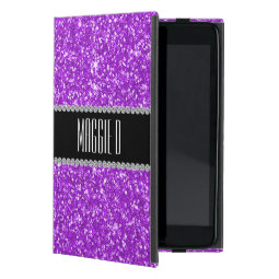 Chic Girly Purple Glitter Monogrammed iPad Mini Case | Zazzle