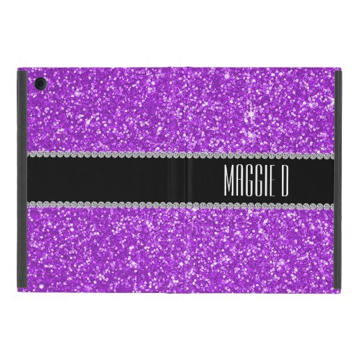 Chic Girly Purple Glitter Monogrammed iPad Mini Case | Zazzle
