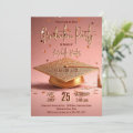 Chic Gleaming Gold Graduation Cap on Pink Invitation | Zazzle