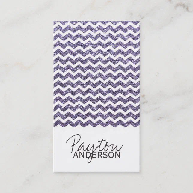 Chic Glitter Chevron Business Card Template | Zazzle