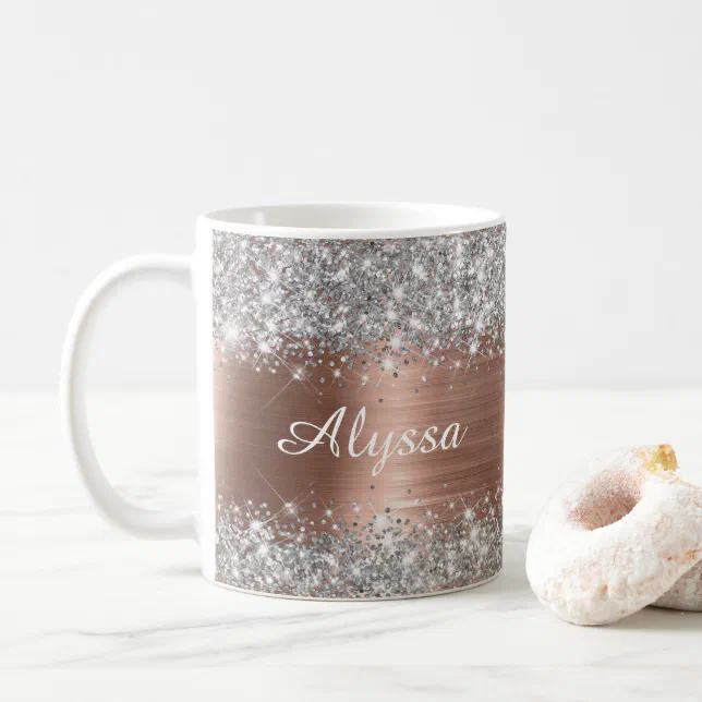 Chic Glittery Rose Gold Glam Name Coffee Mug | Zazzle