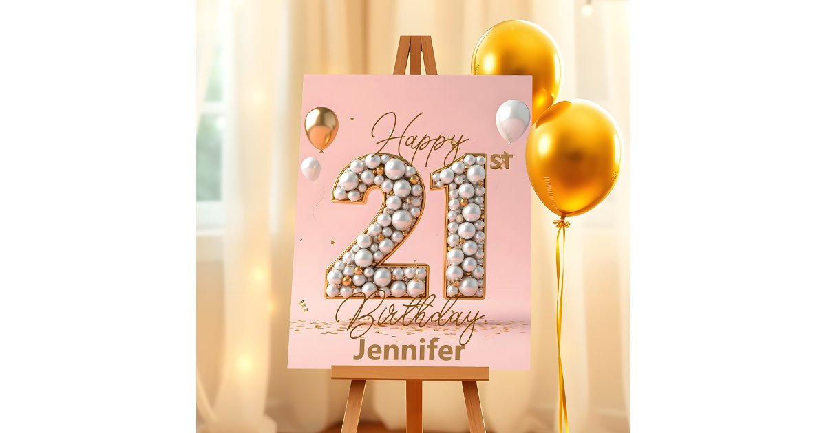 Chic Gold and Soft Pink 21st Birthday Celebration Foam Board | Zazzle