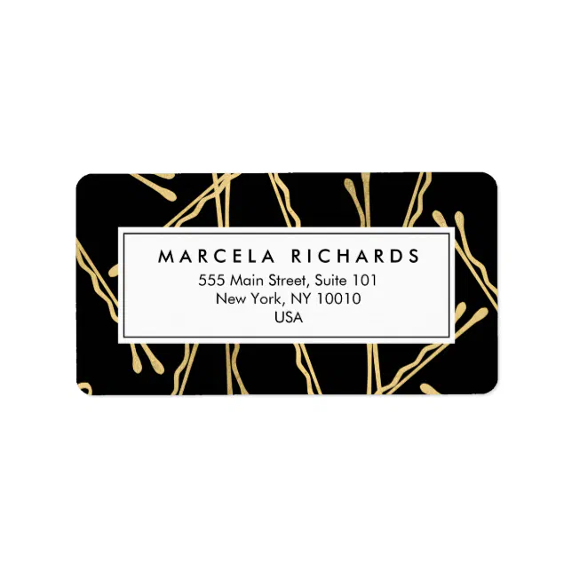 Chic Gold Bobby Pins Hair Stylist Salon Black Label | Zazzle