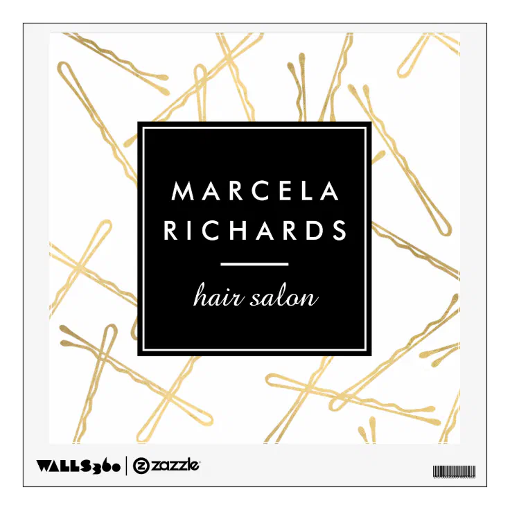 Chic Gold Bobby Pins Hair Stylist Salon Wall Decal | Zazzle