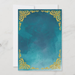 Chic Gold Border Turquoise Islamic Muslim Wedding Invitation | Zazzle