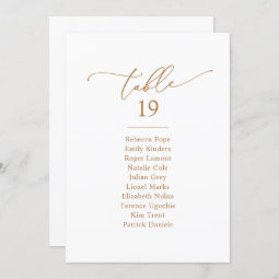 Chic Gold Calligraphy Wedding Seating Chart Cards | Zazzle