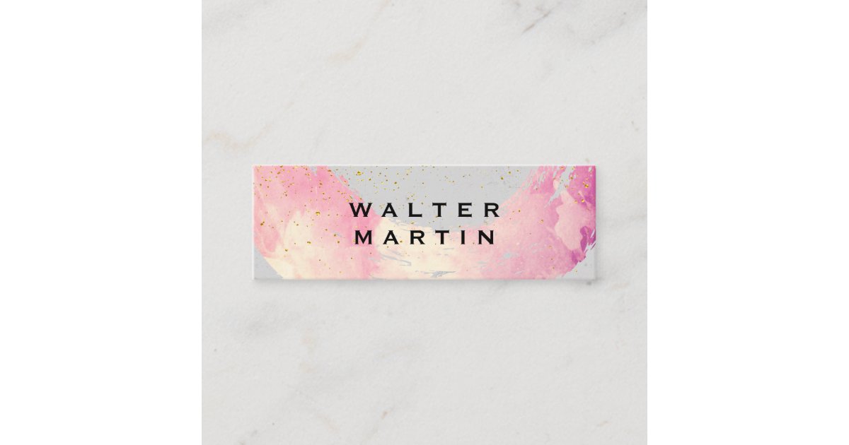 Chic Gold Dust Watercolor Brushed Mini Business Card | Zazzle