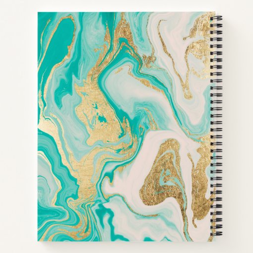 Chic gold foil turquoise beige marble pattern notebook | Zazzle