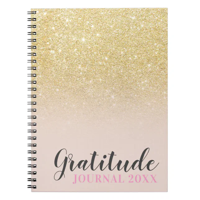 Chic gold glitter blush pink gratitude journal | Zazzle