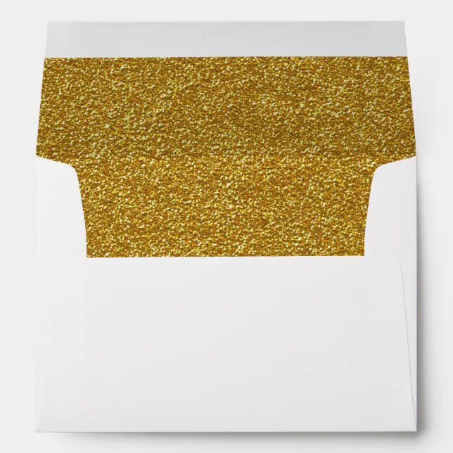 Chic Gold Glitter Lined Custom Wedding Envelope | Zazzle