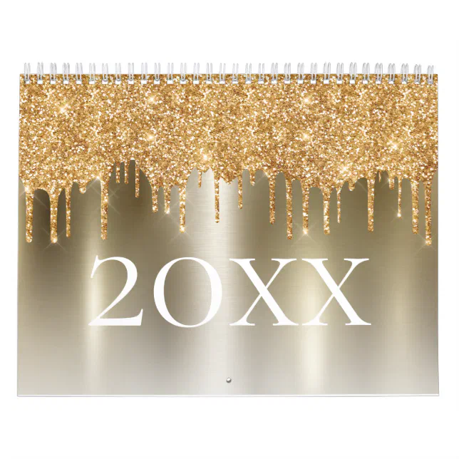 Chic Gold Glitter Ombre Blush Pink Monogram Calendar | Zazzle