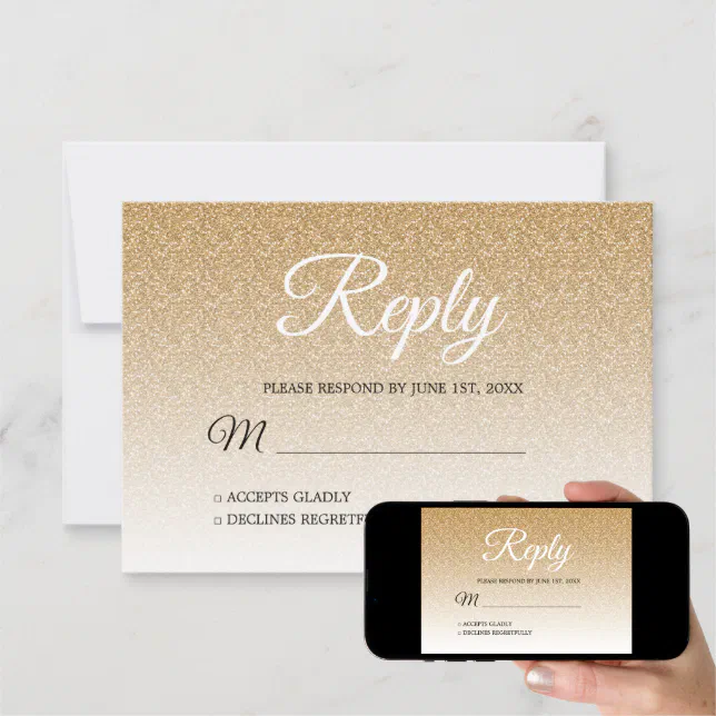 Chic Gold Glitter Ombre RSVP Invitation | Zazzle