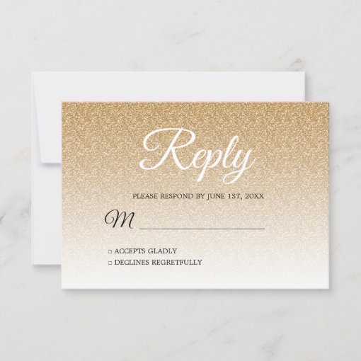 Chic Gold Glitter Ombre RSVP Invitation | Zazzle