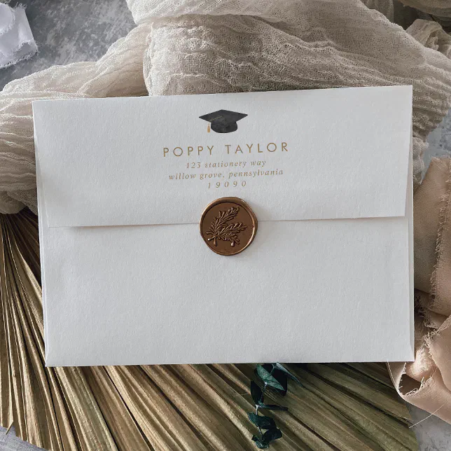 Chic Gold Graduation Announcement Envelope | Zazzle