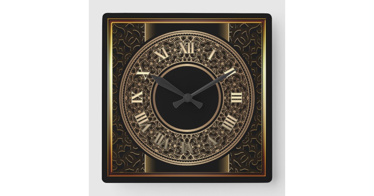 Chic Gold Medallion 2 Square Wall Clock | Zazzle
