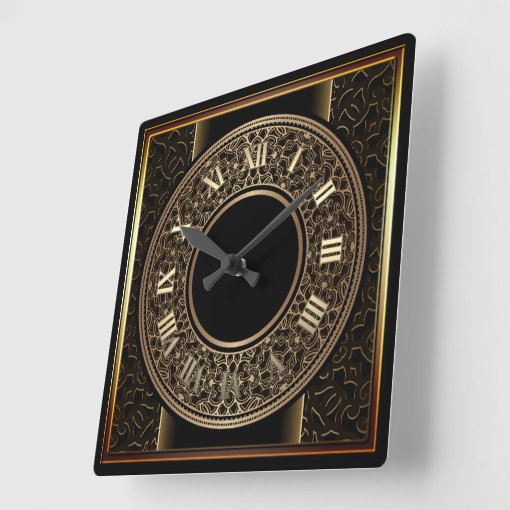 Chic Gold Medallion 2 Square Wall Clock | Zazzle
