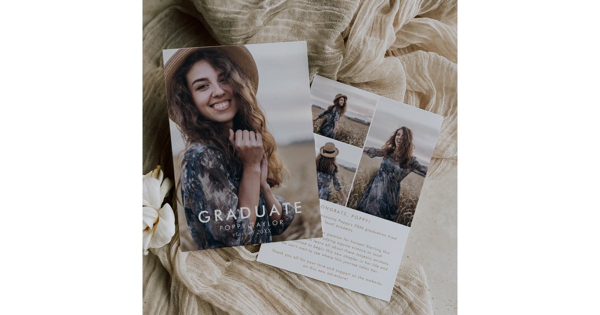 Chic Gold Message Photo Collage Graduation Announcement | Zazzle