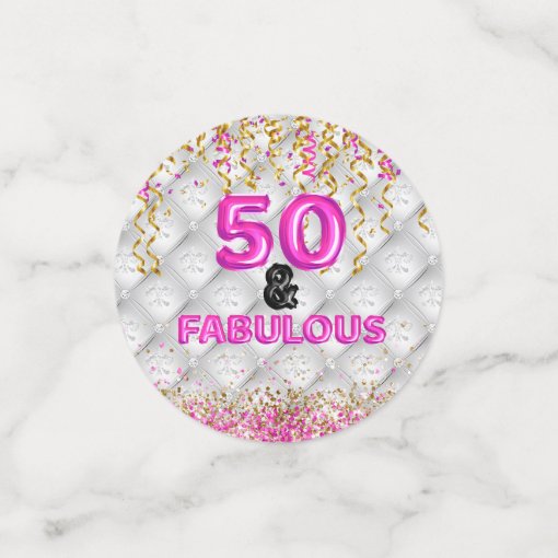 Chic Gold Pink Glitter 50 Fabulous 50th Birthday Confetti | Zazzle