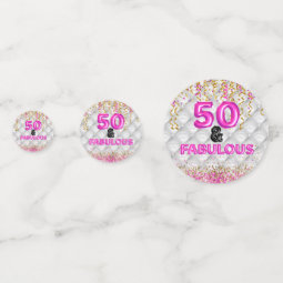 Chic Gold Pink Glitter 50 Fabulous 50th Birthday Confetti | Zazzle