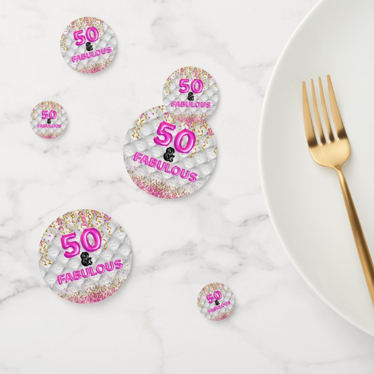 Chic Gold Pink Glitter 50 Fabulous 50th Birthday Confetti | Zazzle