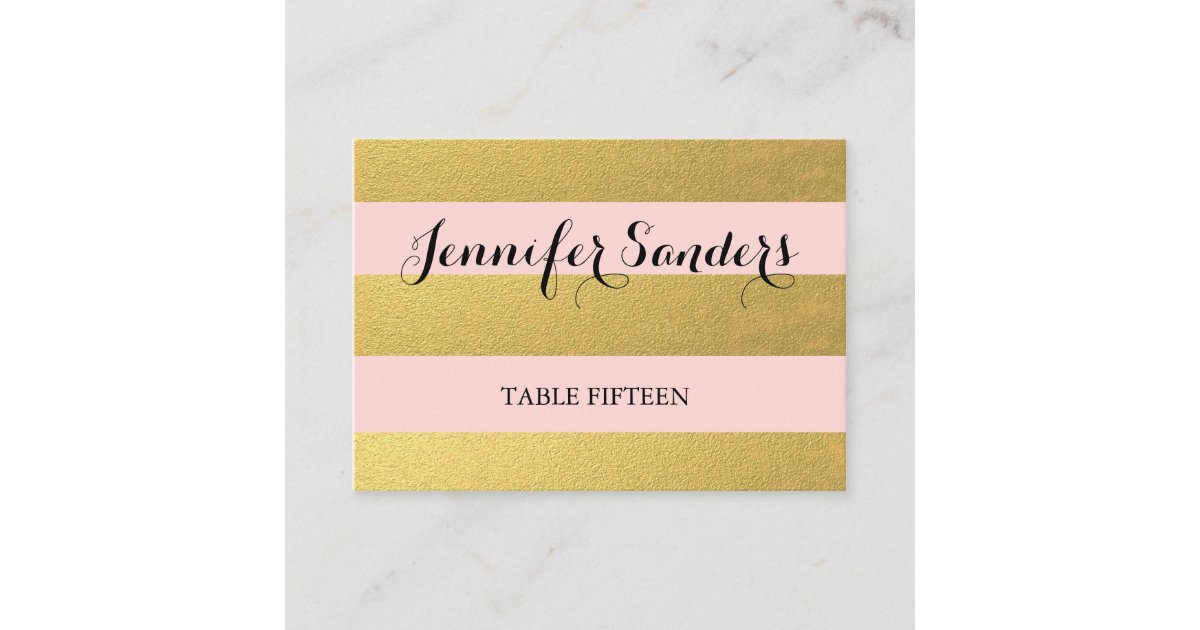 CHIC GOLD | PINK WEDDING PLACE CARDS | Zazzle