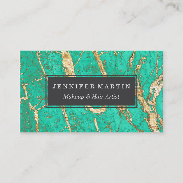 Chic Gold Turquoise Marble Pattern Business Card | Zazzle