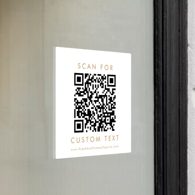 Chic Gold Typography Business Custom QR Code Window Cling | Zazzle