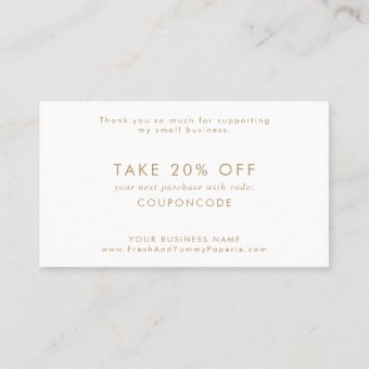 Chic Gold Typography Business Thank You Discount Card | Zazzle