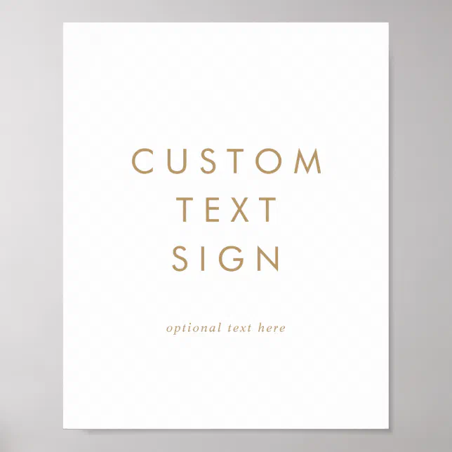 Chic Gold Typography Cards & Gifts Custom Text Poster | Zazzle