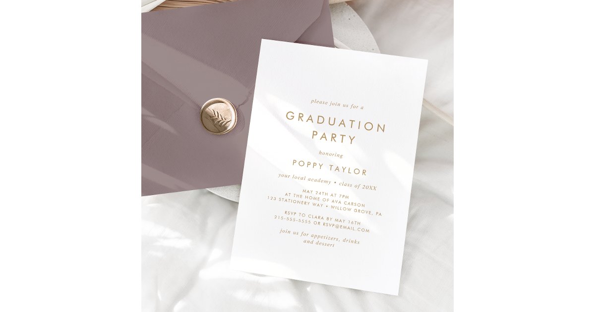 Chic Gold Typography Graduation Party Invitation | Zazzle