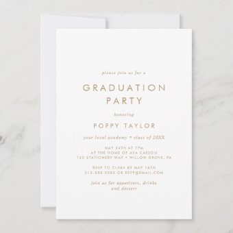 Chic Gold Typography Graduation Party Invitation | Zazzle