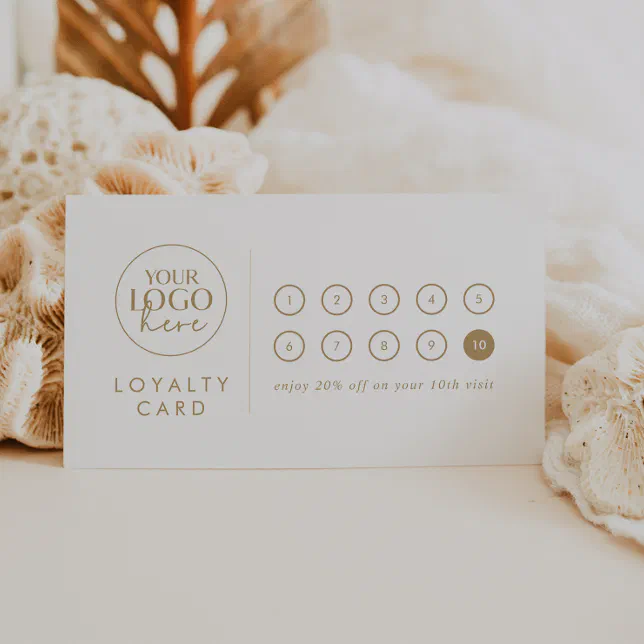 Chic Gold Typography Logo Business Reward 10 Punch Loyalty Card | Zazzle