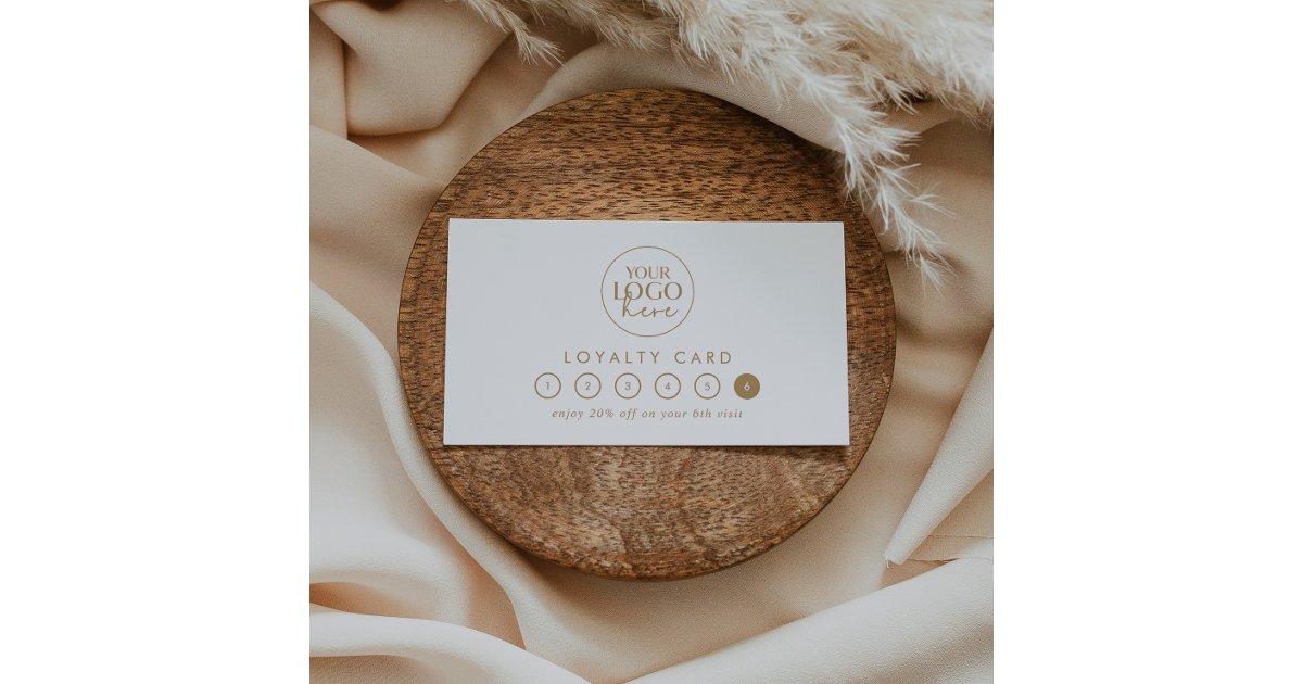 Chic Gold Typography Logo Business Reward 6 Punch Loyalty Card | Zazzle