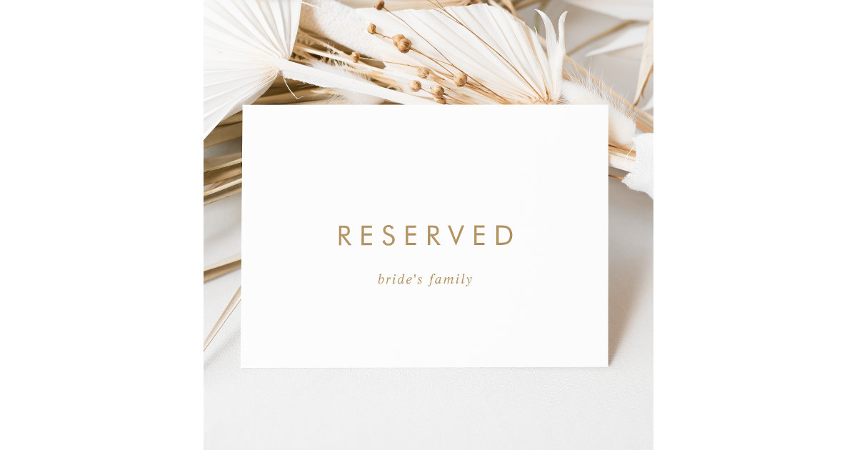 Chic Gold Typography Reserved Sign | Zazzle