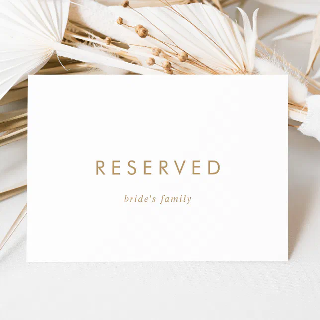 Chic Gold Typography Reserved Sign | Zazzle