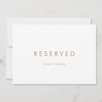 Chic Gold Typography Reserved Sign | Zazzle