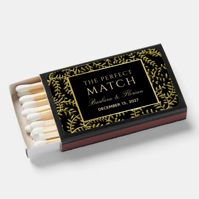 Chic Gold Wedding Favor Matchboxes | Zazzle