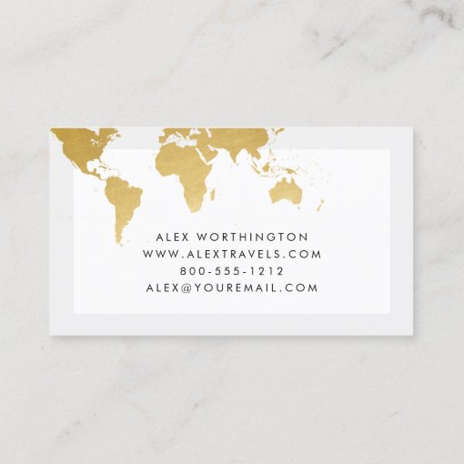 Chic Gold World Map International Business Card | Zazzle