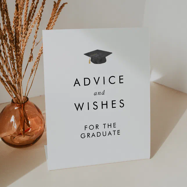 Chic Grad Cap Advice and Wishes Graduation Pedestal Sign | Zazzle